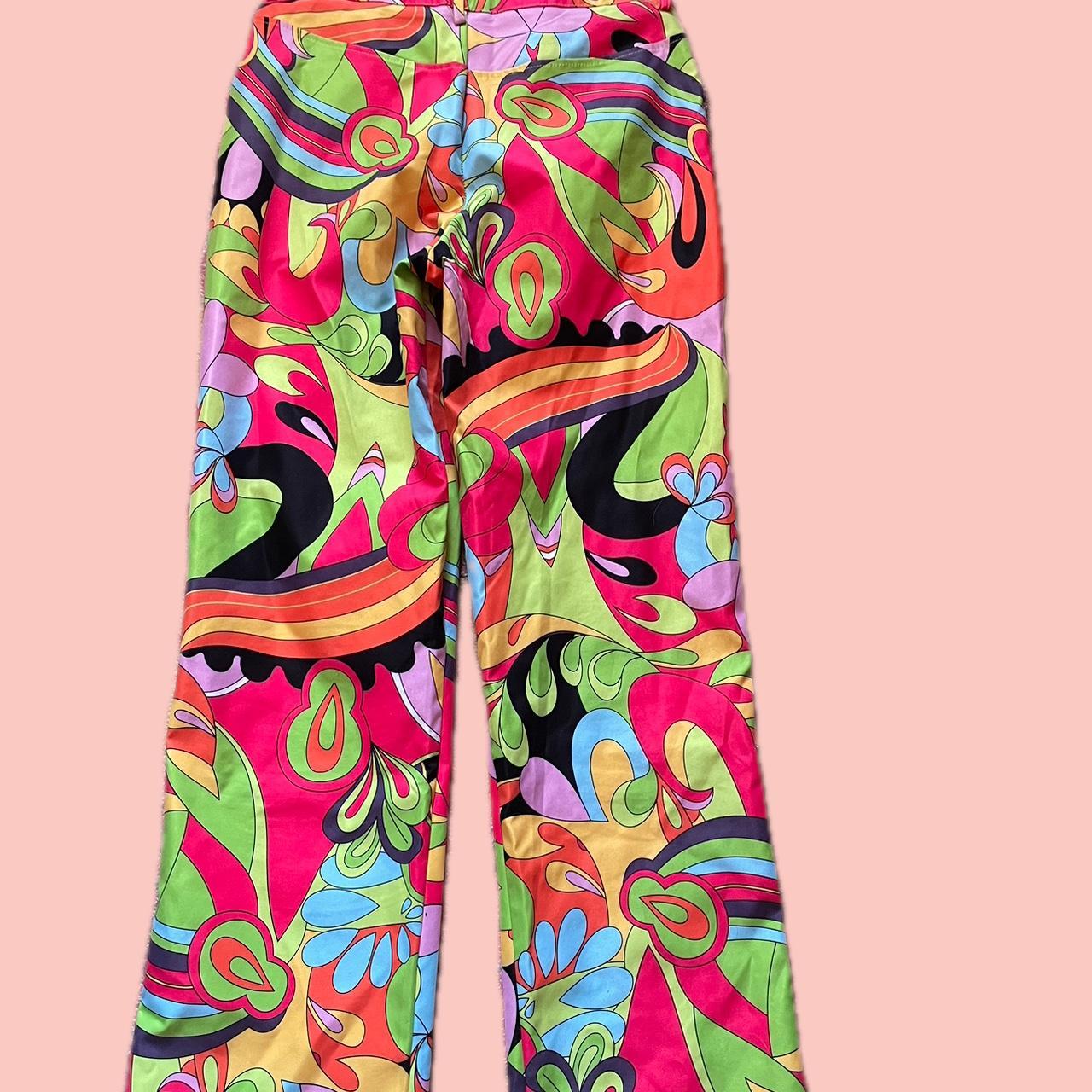 low rise abstract print pants 28 inch waist emilio... - Depop