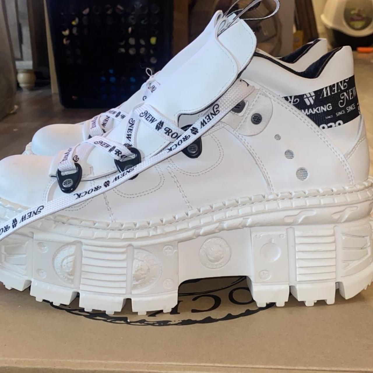 White new rock platforms size 12 only worn once - Depop