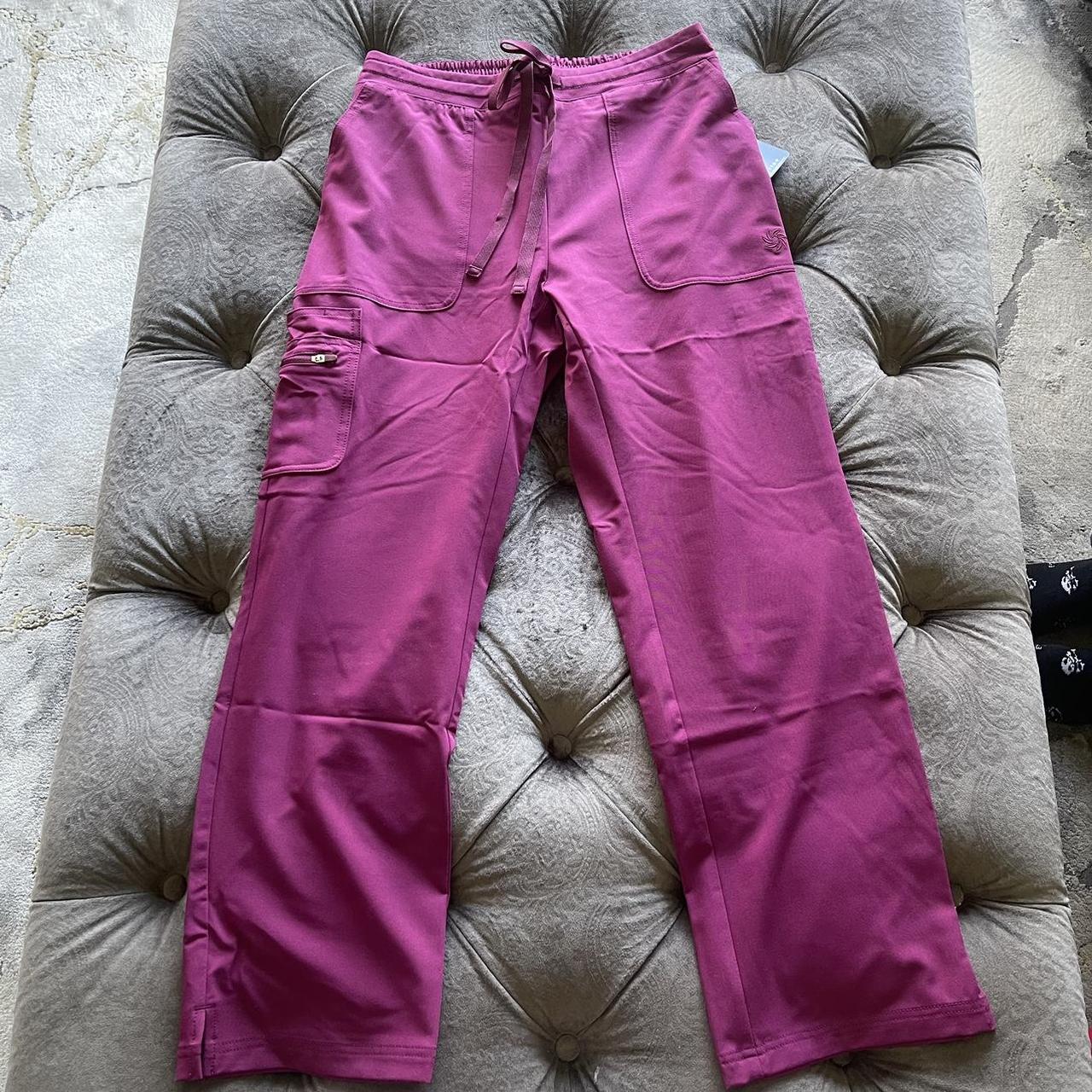 Wine color scrub pants in a size XL Length a little... - Depop