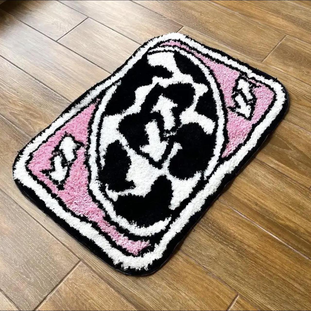 Uno reverse cow print pink rug 50x70 cm - Depop