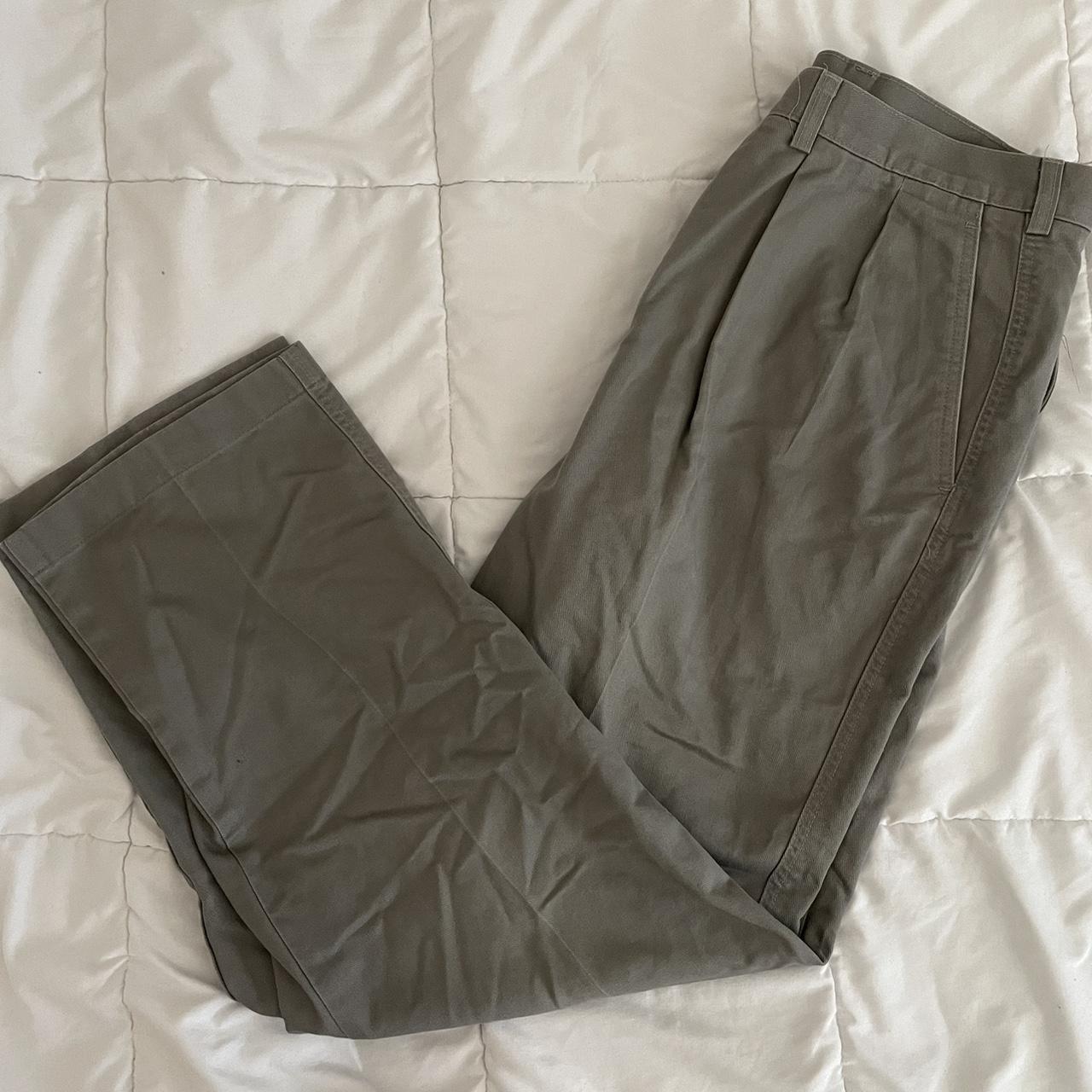 Grey slack-like pants - thick material - thrifted... - Depop