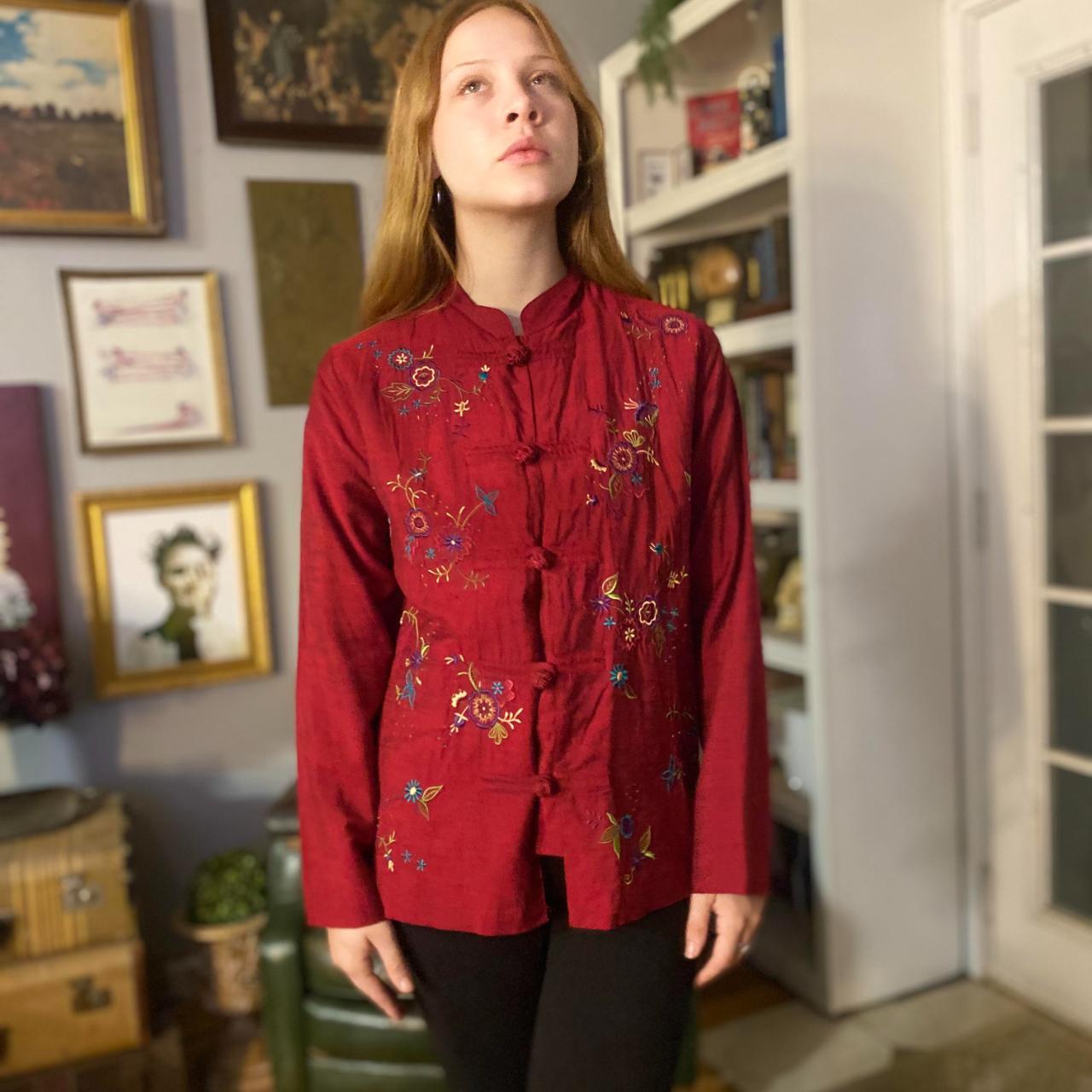 Vintage White-stag Women's Red Jacket Frog closures... - Depop