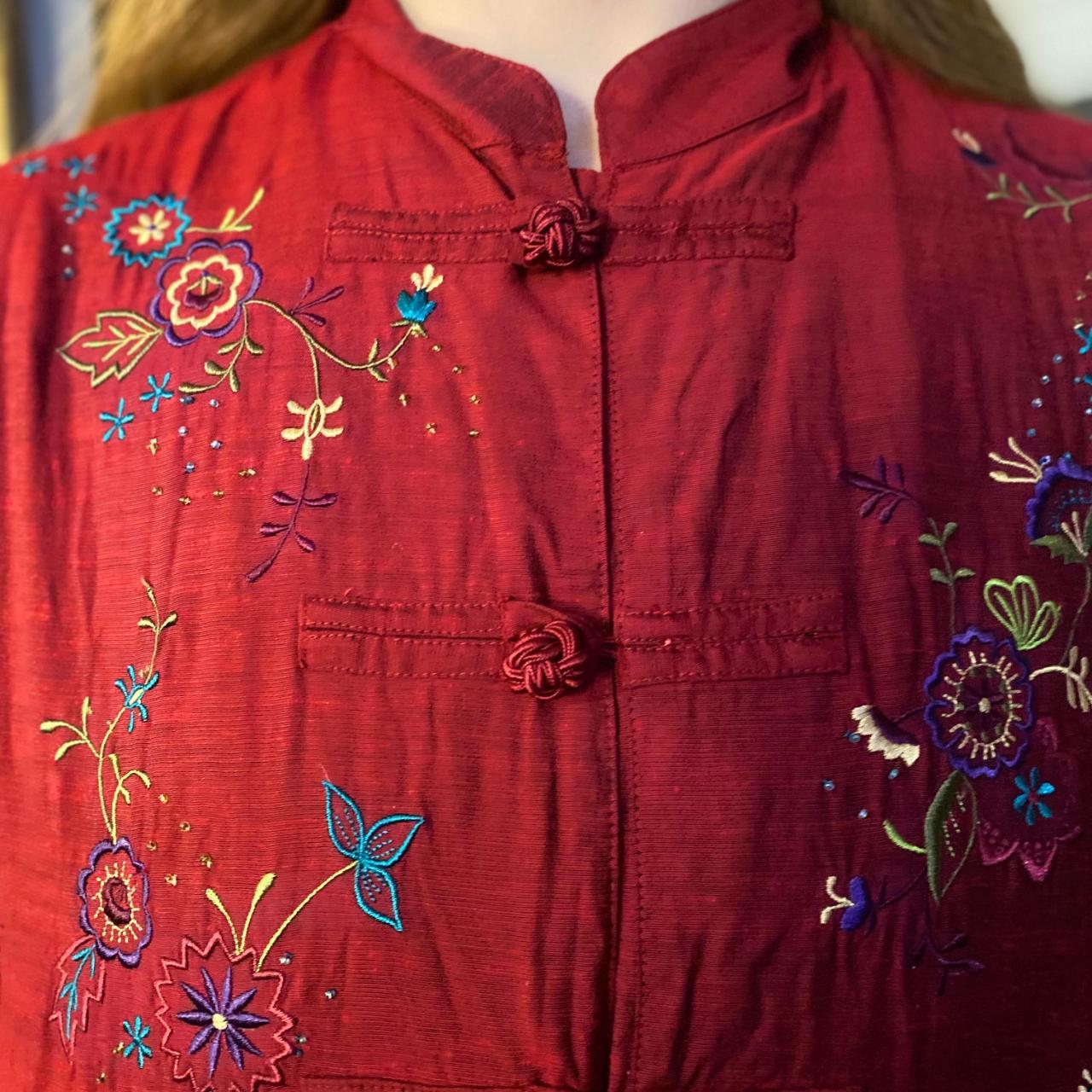 Vintage White-stag Women's Red Jacket Frog closures... - Depop