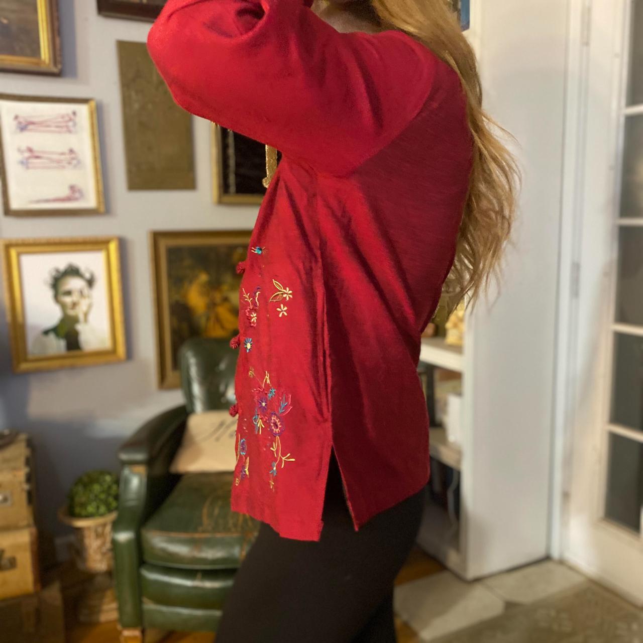 Vintage White-stag Women's Red Jacket Frog closures... - Depop