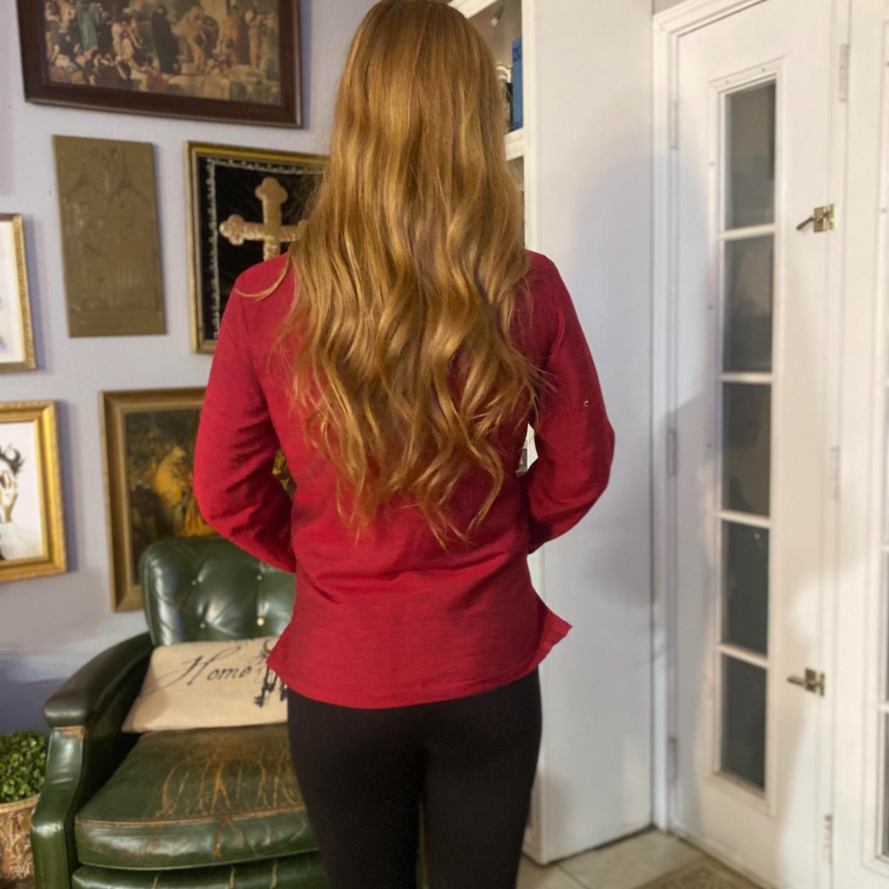 Vintage White-stag Women's Red Jacket Frog closures... - Depop