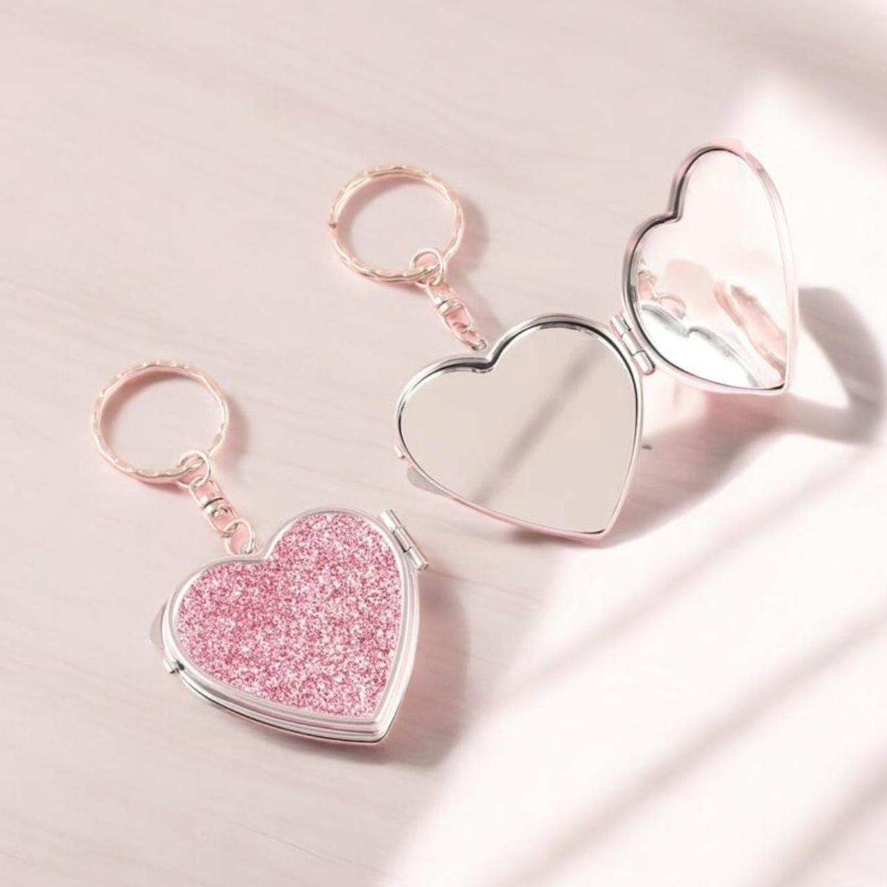 Heart shaped mirror keychain Available in - pink -... - Depop