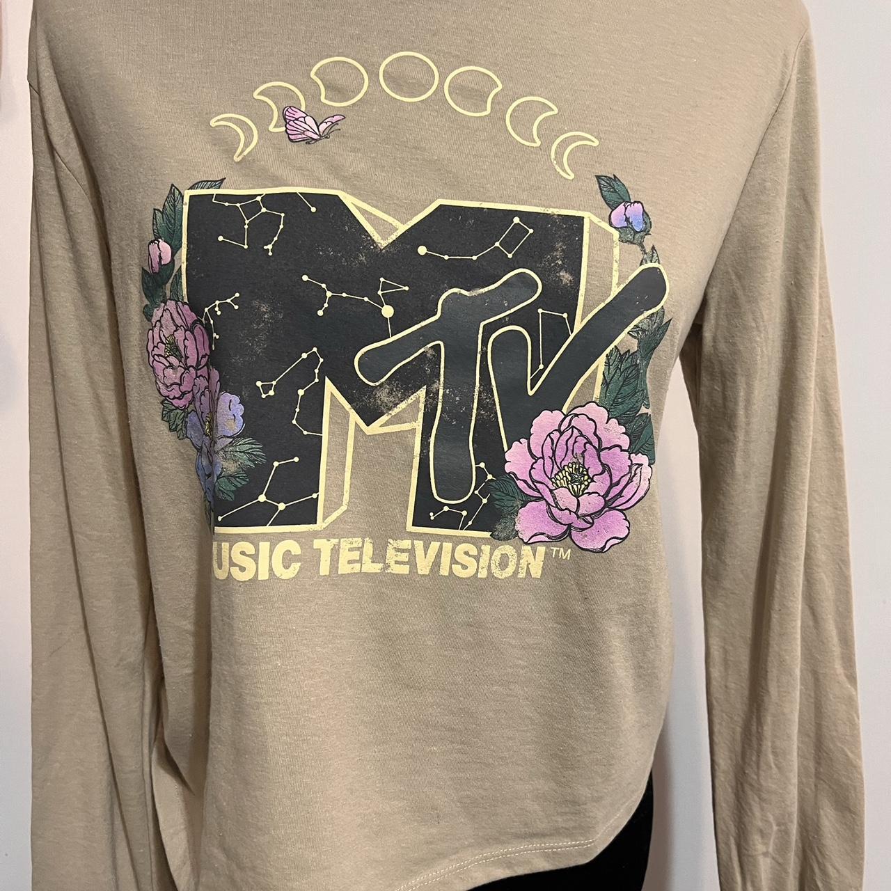 MTV beige long sleeve graphic T-shirt Never worn... - Depop
