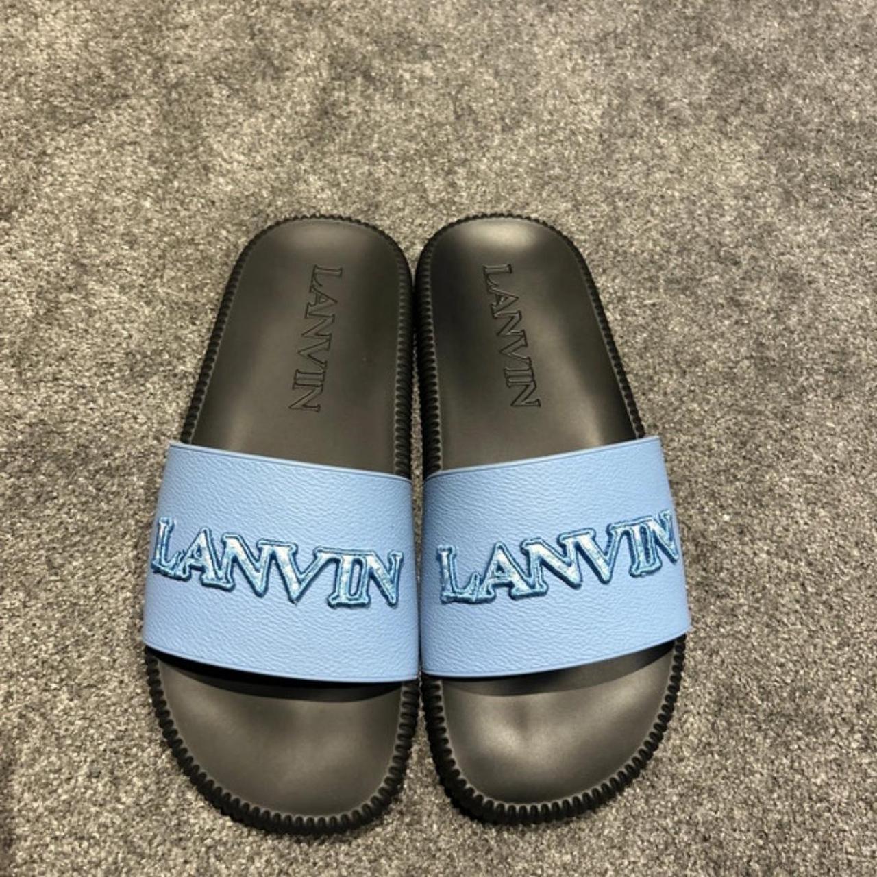 Lanvin blue and black slides sliders size uk 7... - Depop