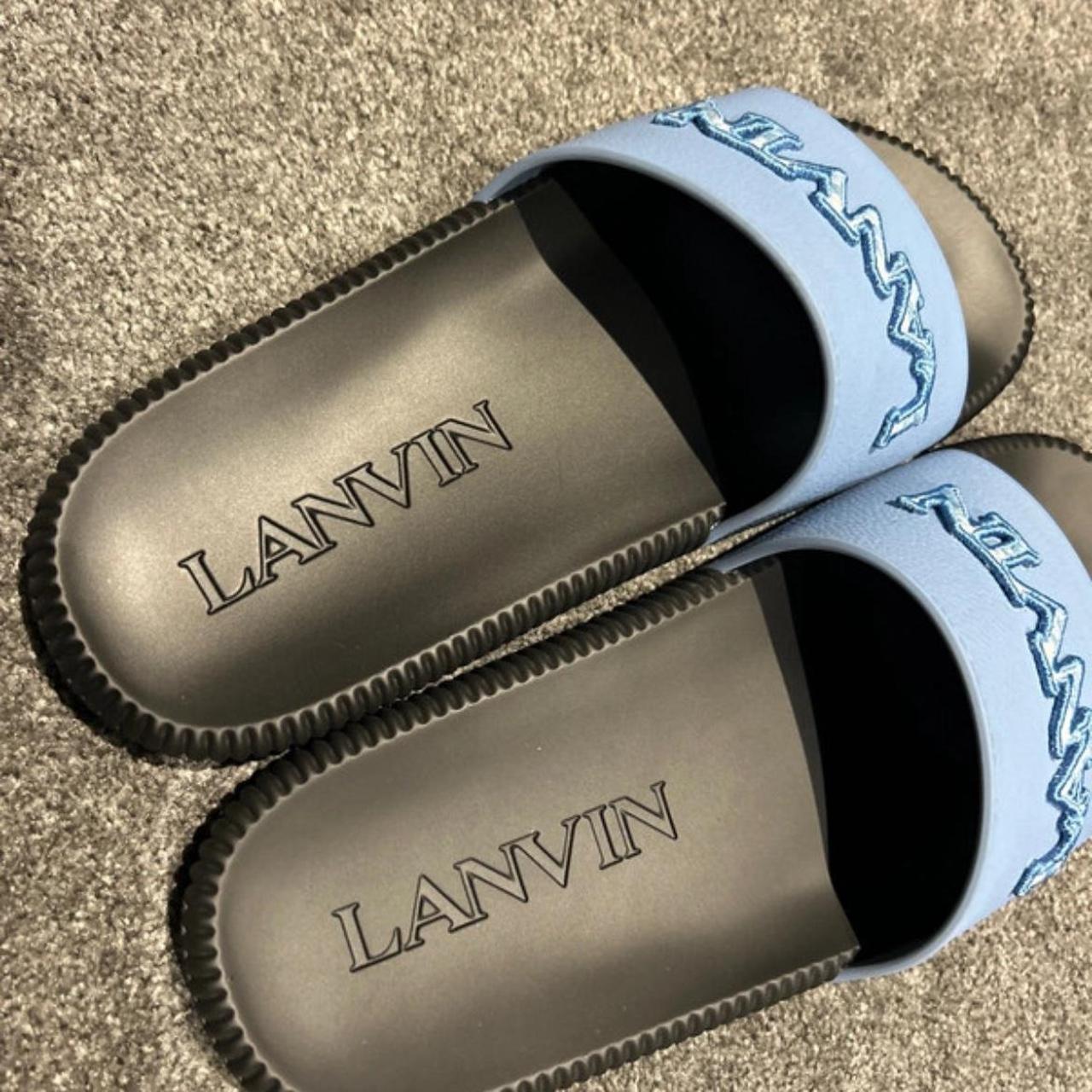 Lanvin blue and black slides sliders size uk 7... - Depop