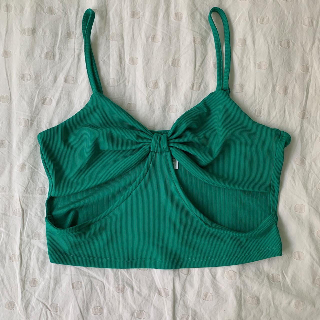 Factory Green Ribbed Crop-top - Depop