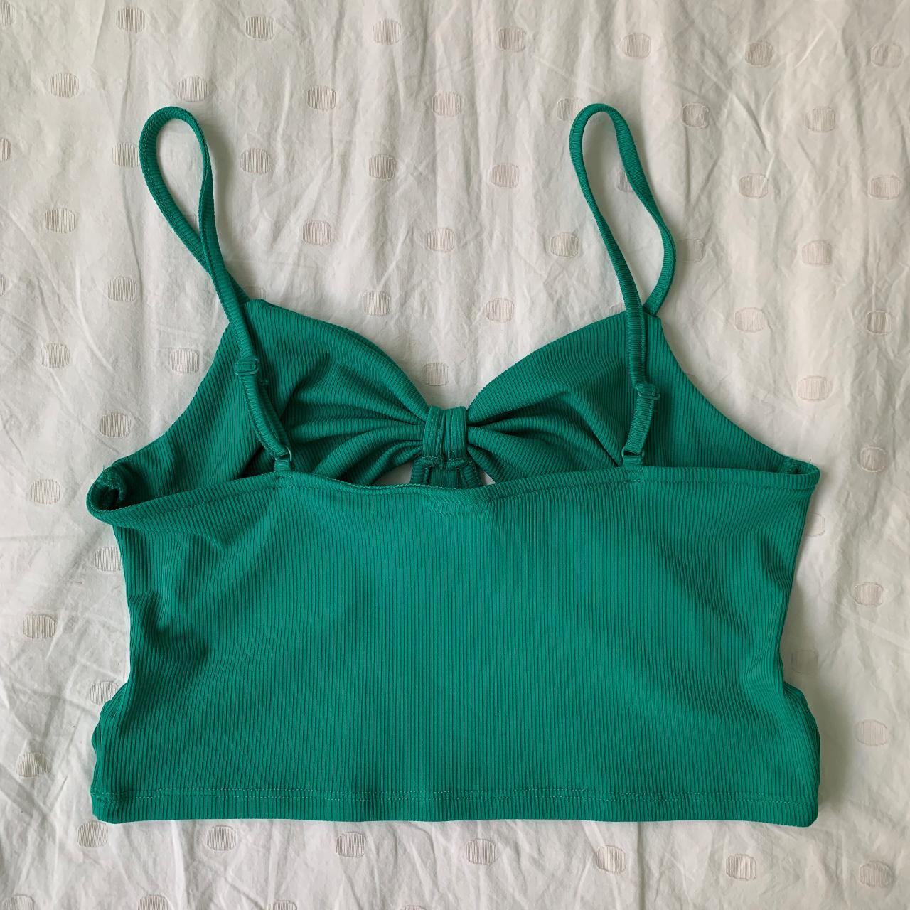 Factory Green Ribbed Crop-top - Depop