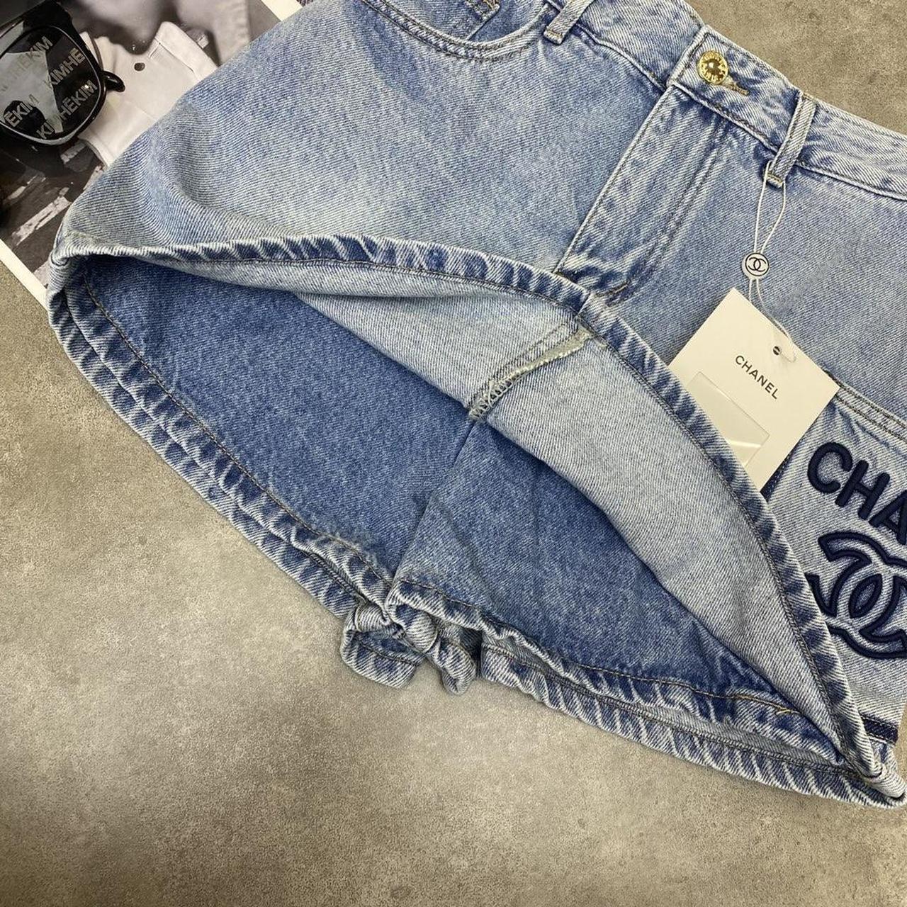Chanel Vintage Denim Shorts/Skirt- Brand New ! - Depop