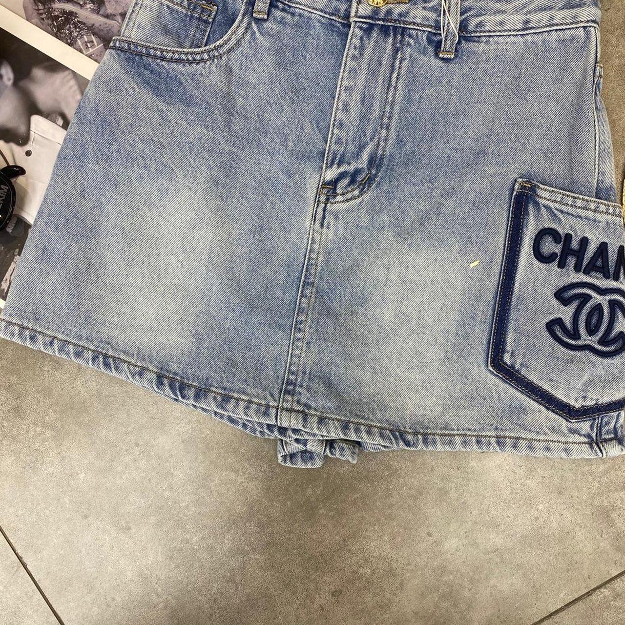 Chanel Vintage Denim Shorts/Skirt- Brand New ! - Depop