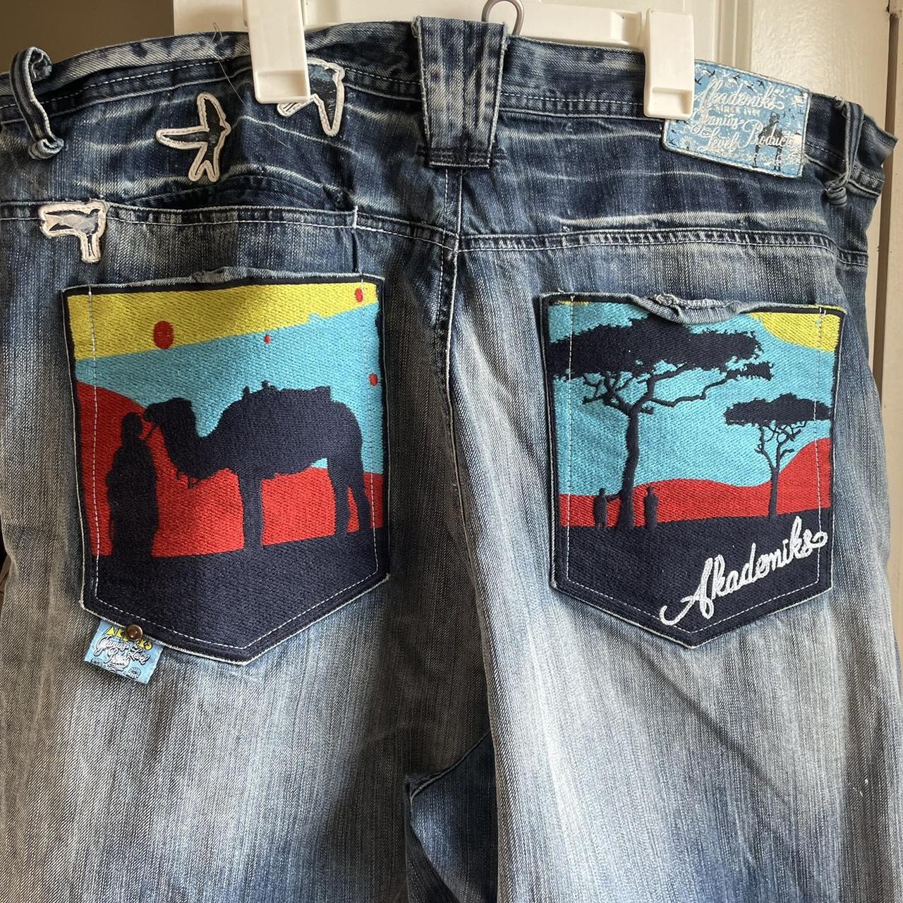 sick and detailed akademiks jeans with cenrkn - Depop