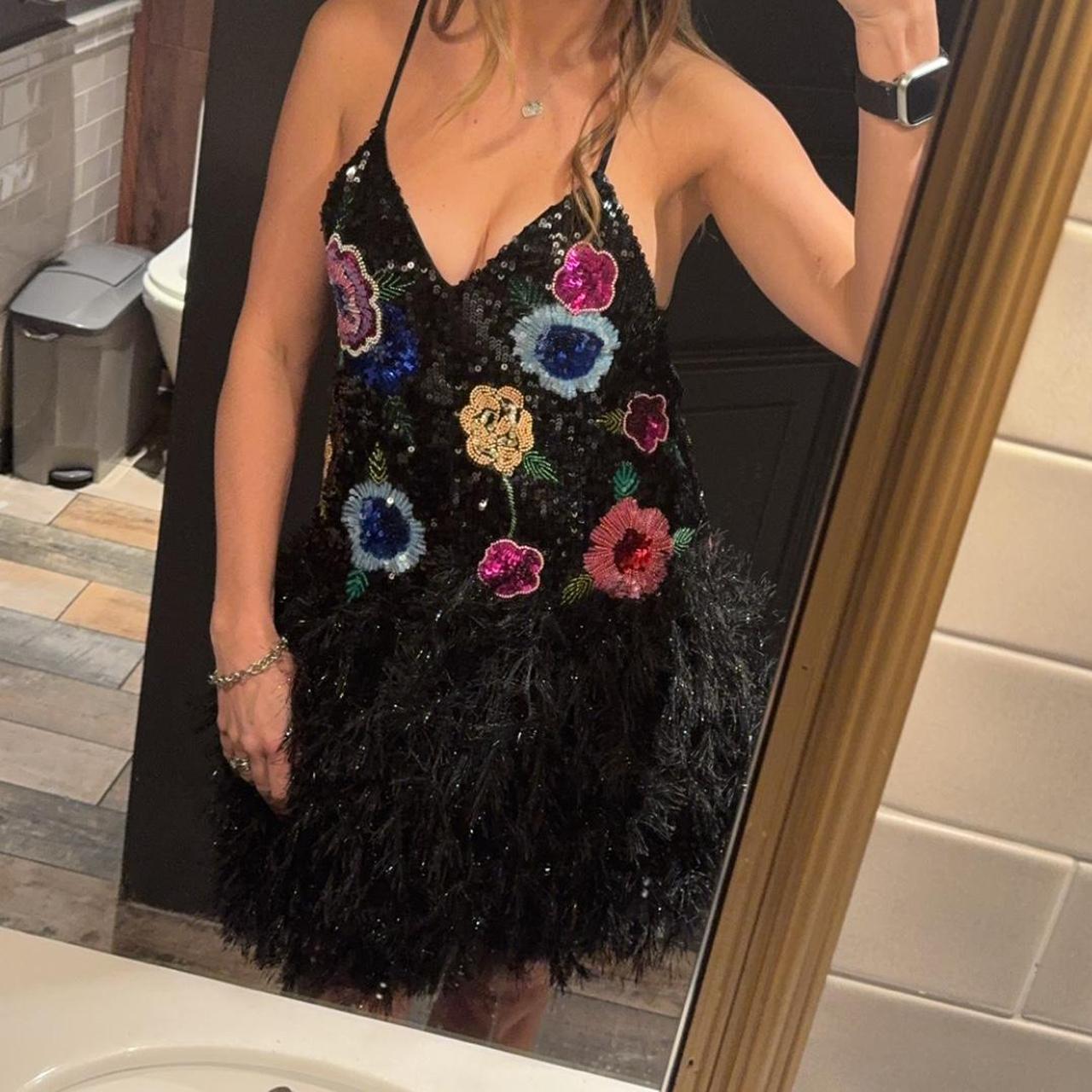 ASOS edition floral/multi embellished sequin mini... - Depop