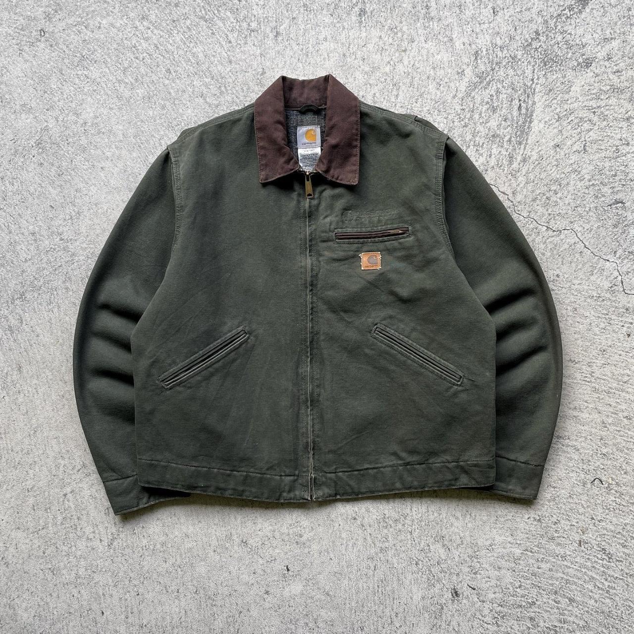 Faded Moss Green Vintage Carhartt Detroit Jacket J97... | Depop