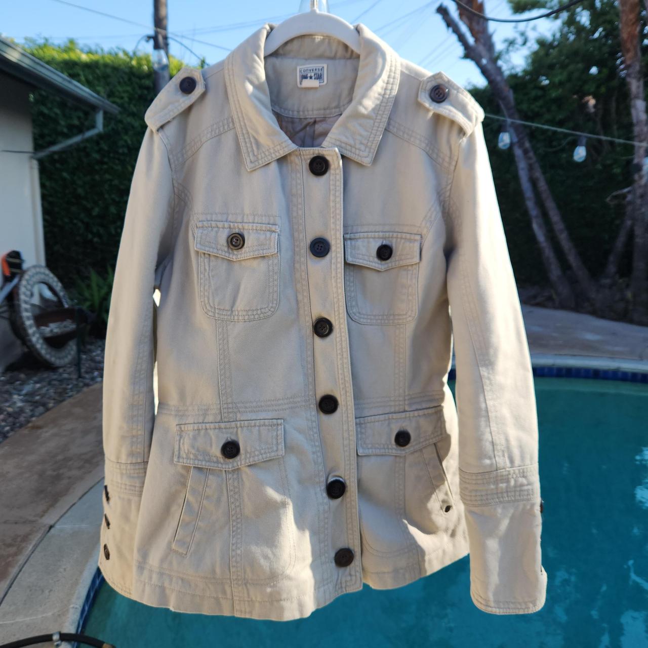 Converse Women's Tan and Cream Coat | Depop