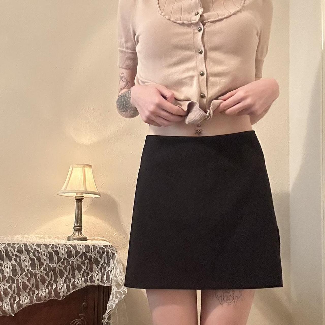 Black Mini Pencil Skirt With Slit Brand Xoxo Fits Depop