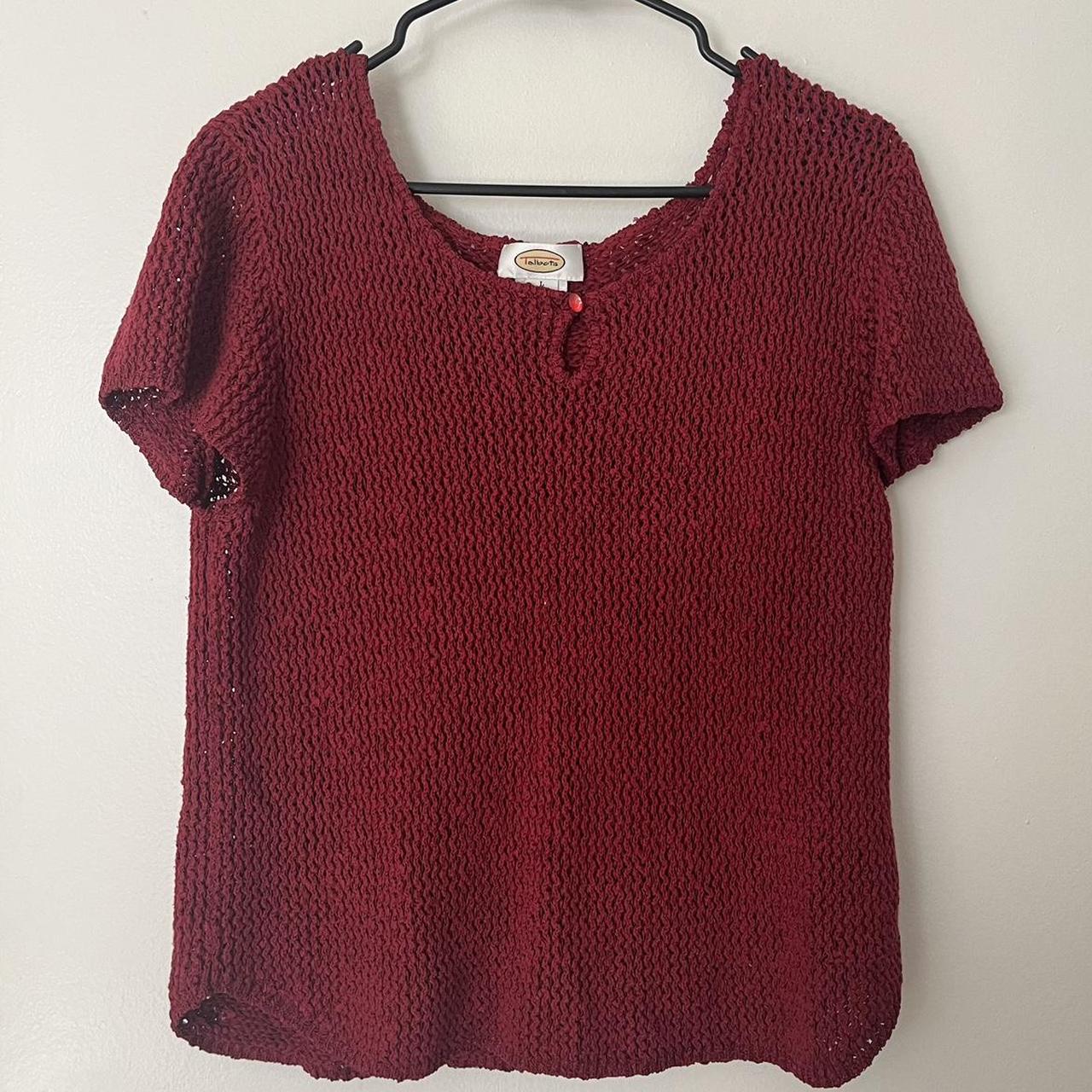Red Knitted Talbots Blouse - Depop