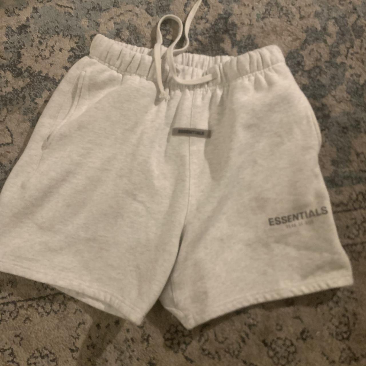Gray/White Essentials Fear Of God Shorts #Shorts... - Depop