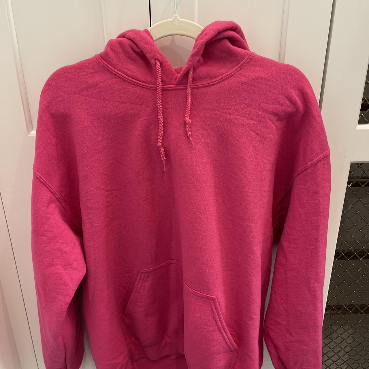 Plain large hot pink hoodie - Depop