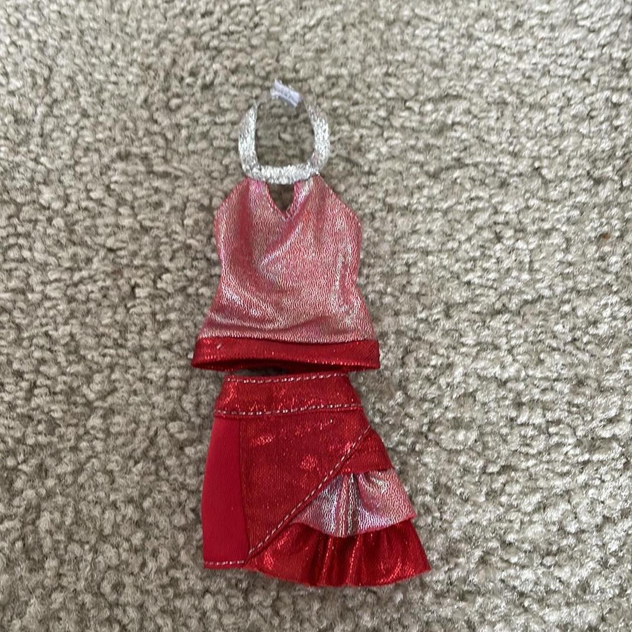 Barbie red and silver shiny top and ruffled skirt.... - Depop