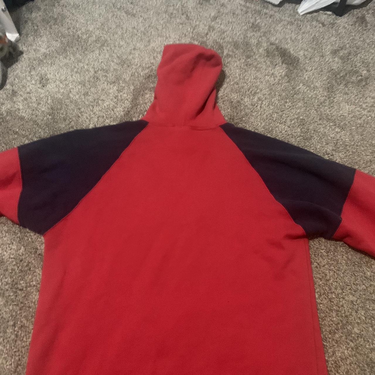 red quicksilver hoodie no tag but fits like an xl - Depop
