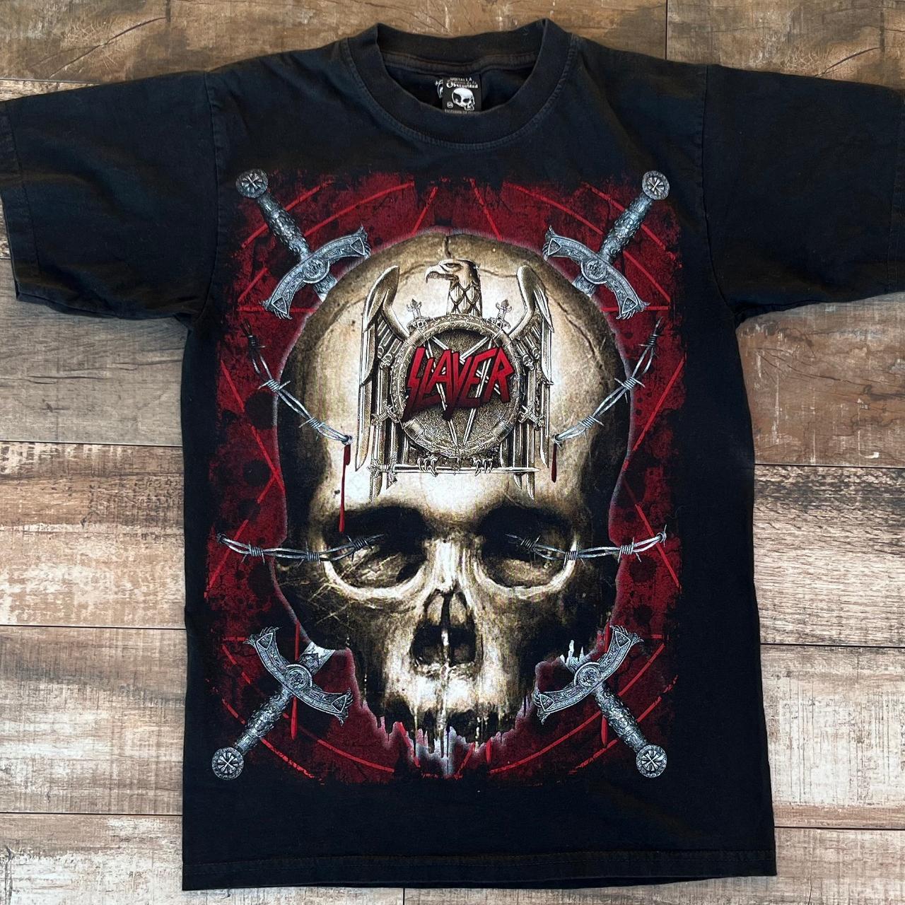 Retro Slayer Metal Band Graphic Tee. really cool all... - Depop