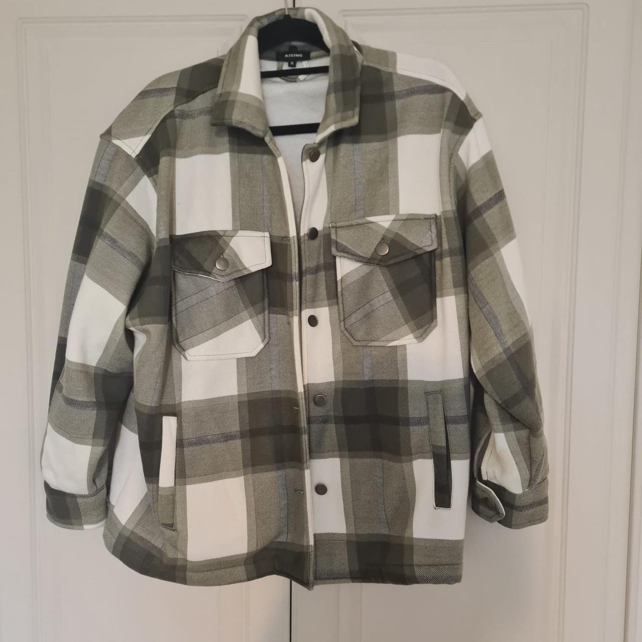 Khaki check shacket - Depop