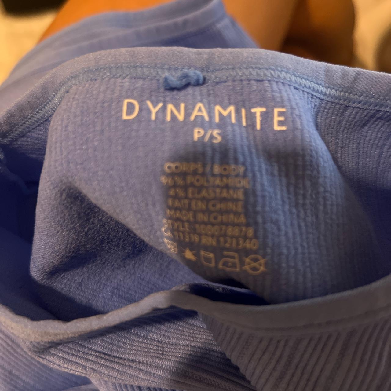 Dynamite Blue High neck ribbed bodysuit Size S Worn... - Depop