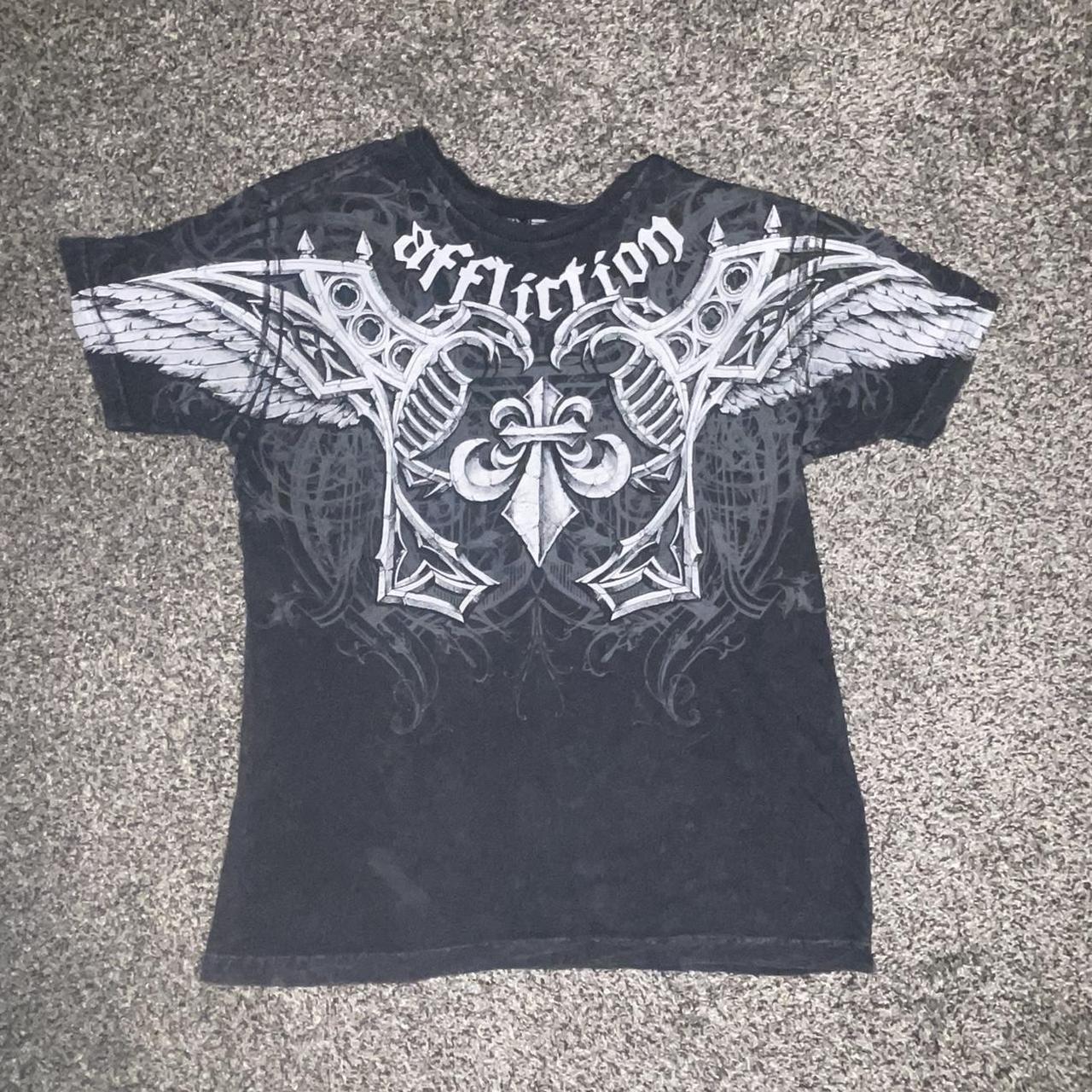 Black And White Affliction T shirt Sz: L Tags:... - Depop