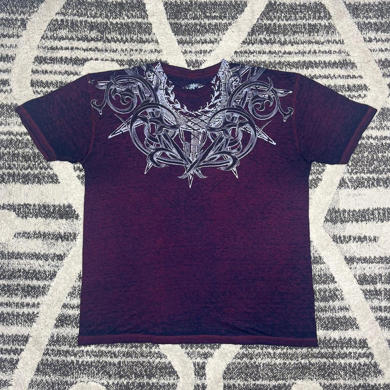 Burgandy Helix Vintage Tribal Top, Size XL Size: -... - Depop