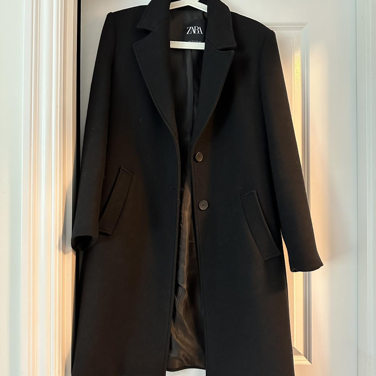 Zara Women's Black Coat | Depop