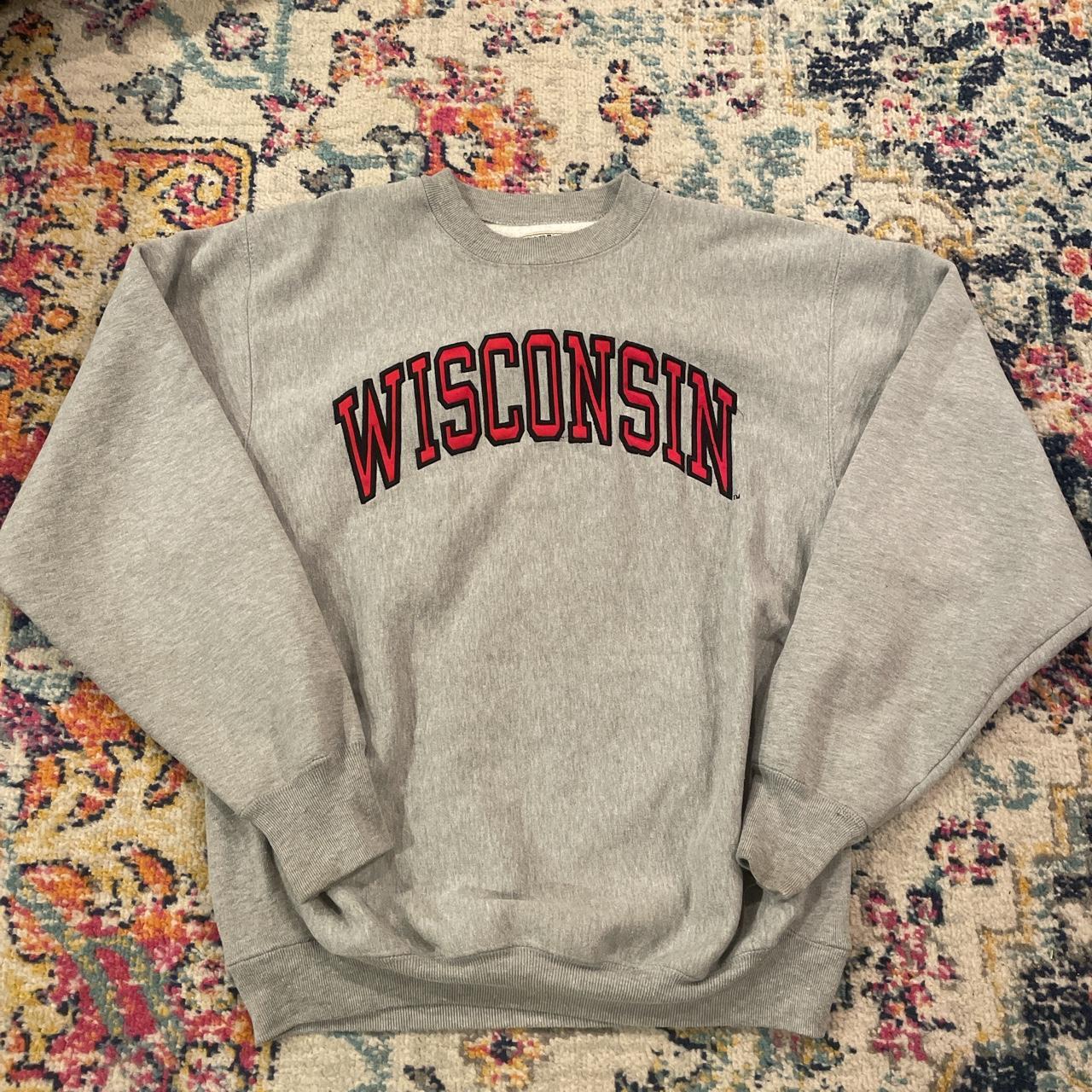Vintage Wisconsin crewneck Size: Large Length... - Depop