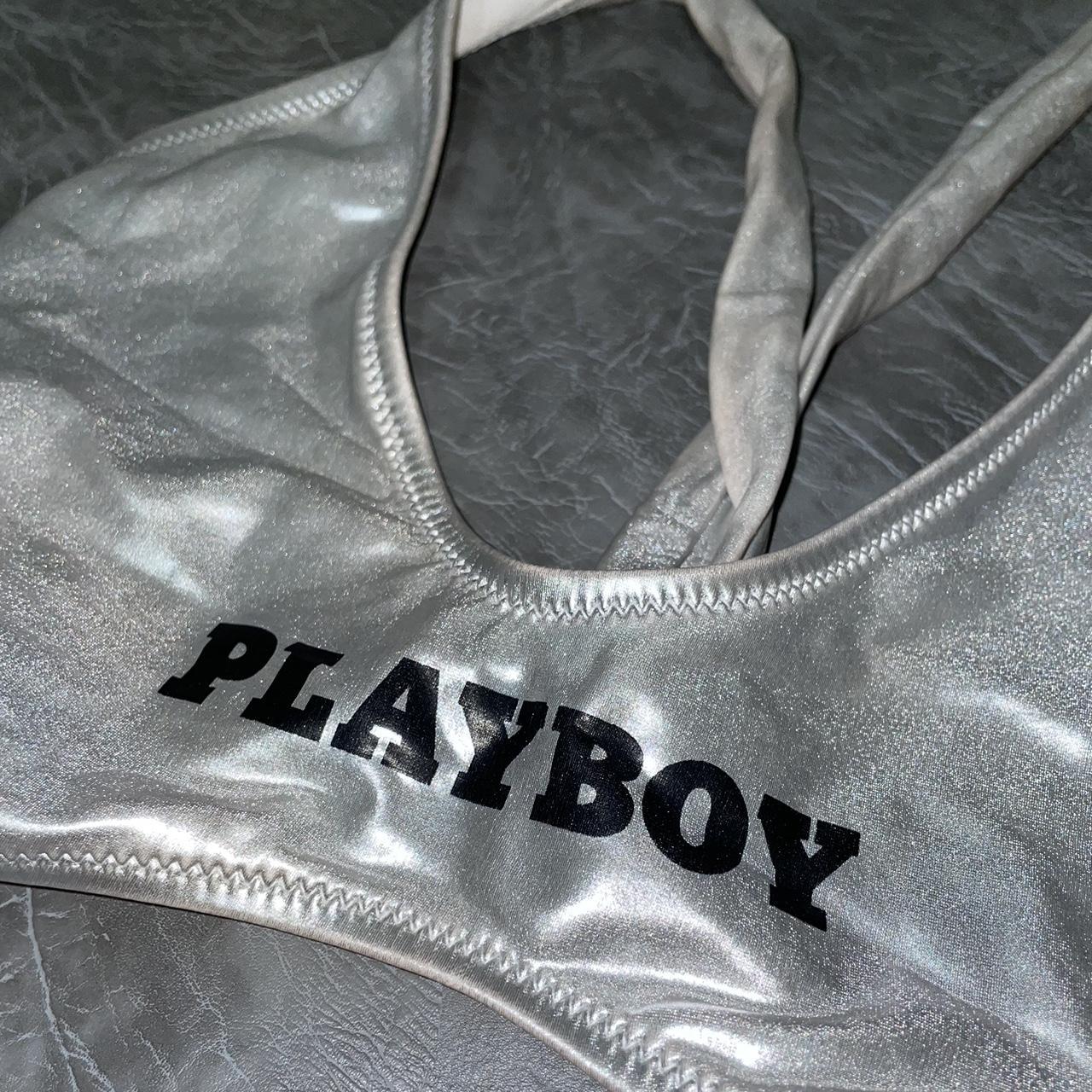 Playboy Women's Silver Swimsuit-one-piece | Depop