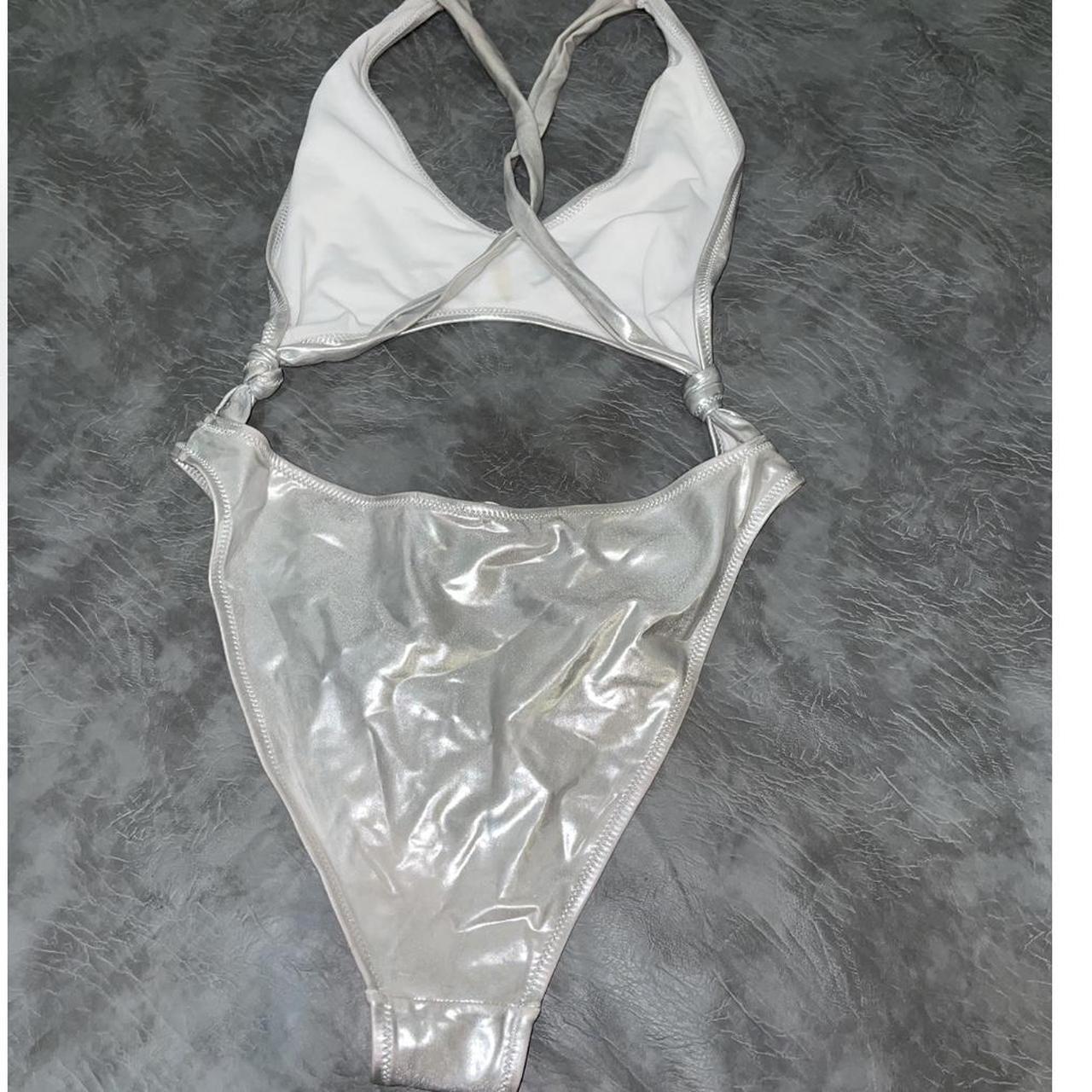 Playboy Women's Silver Swimsuit-one-piece | Depop