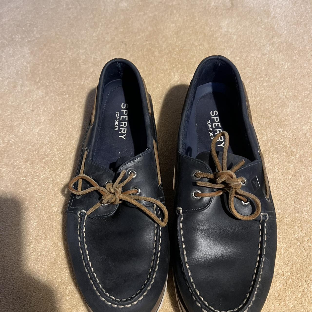 Sperry Top Sider, Navy Blue. Leather boat shoe. Like... - Depop