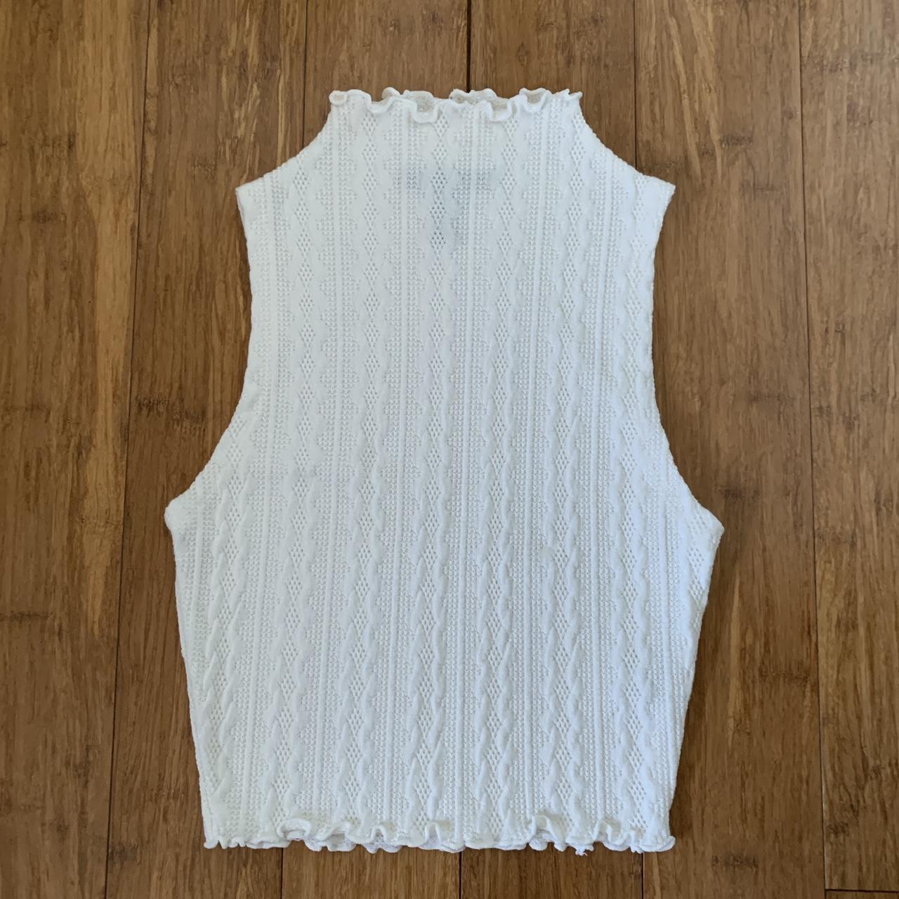 Women’s white turtleneck crop top Lettuce rim Size... - Depop