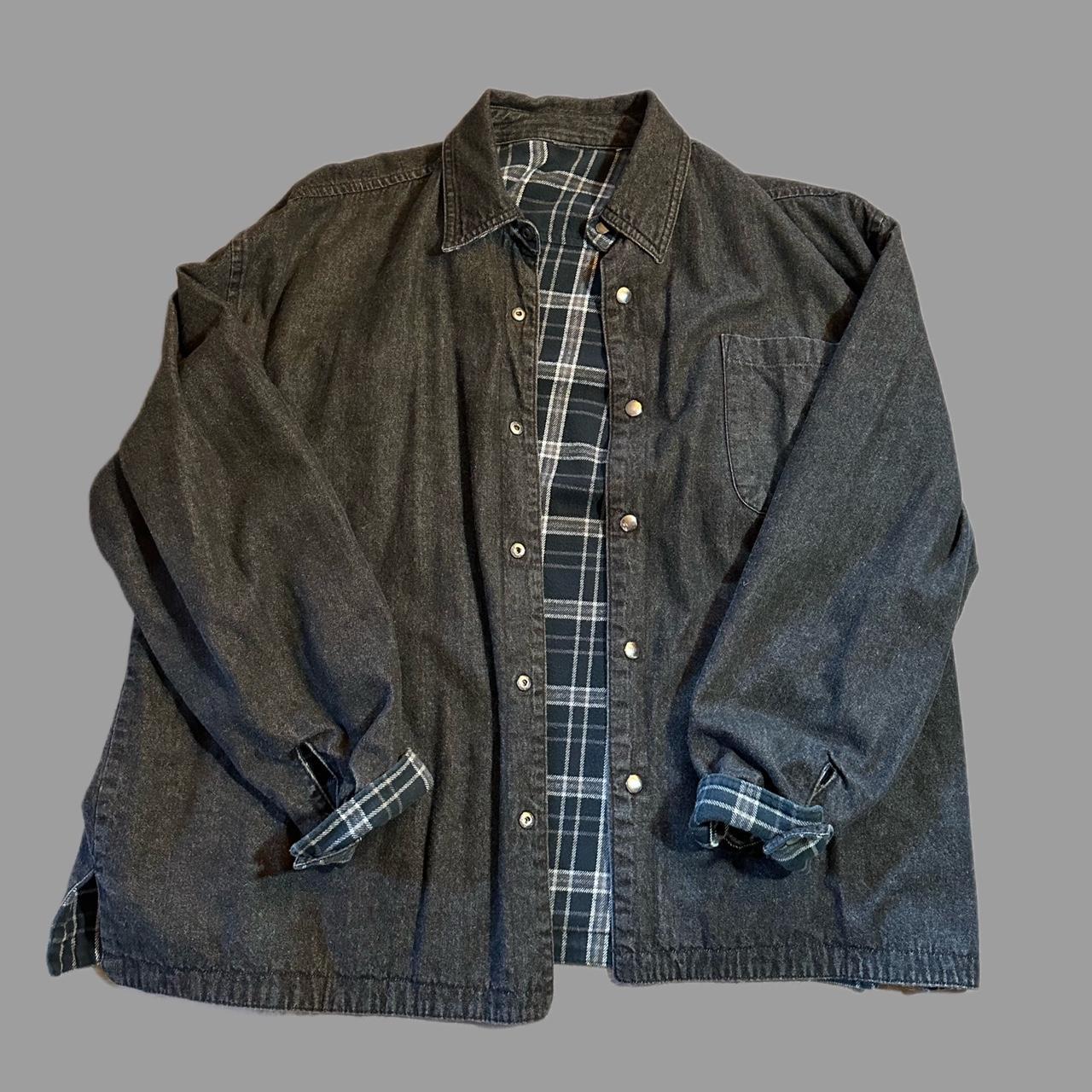 Vintage style button up jacket Flannel lined Size... - Depop