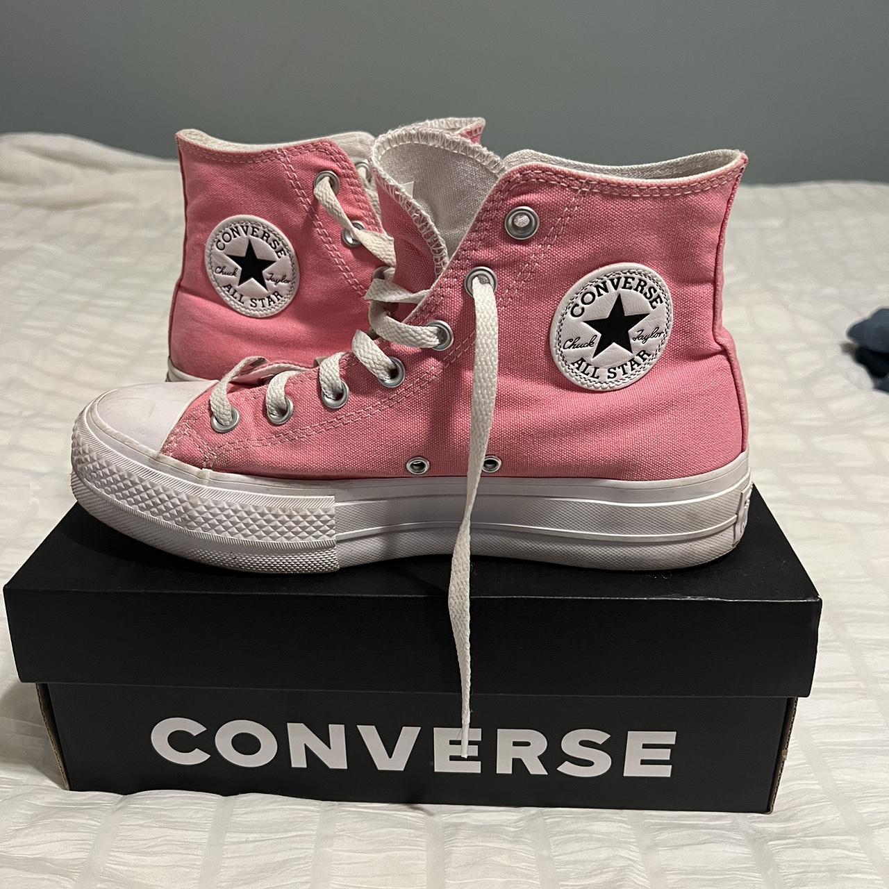 custom hot pink platform converse - Depop
