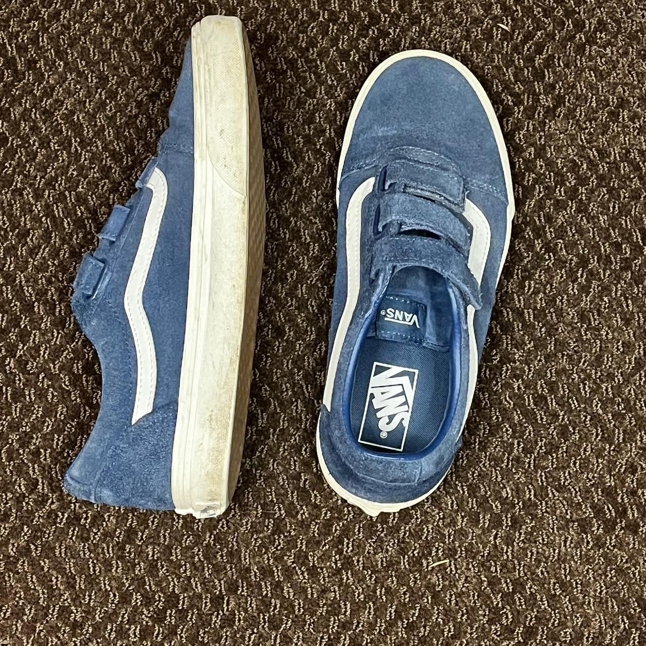 Vans navy Velcro shoes slip on well worn still in... - Depop