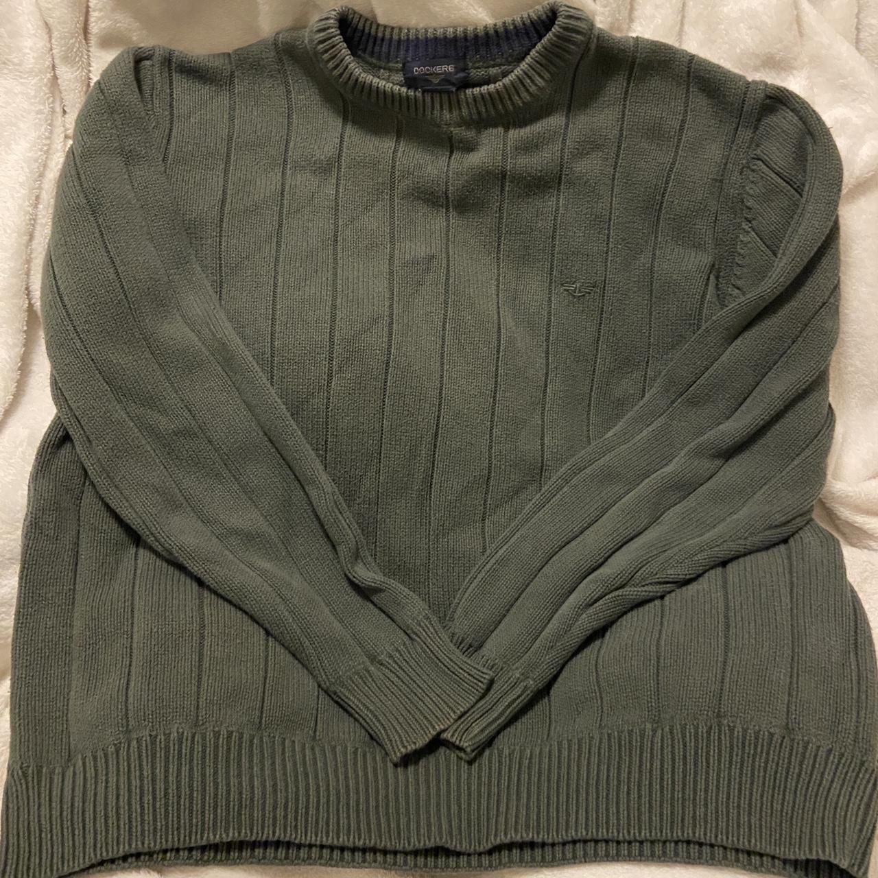 Vintage 100% cotton Dockers olive green knitted... - Depop