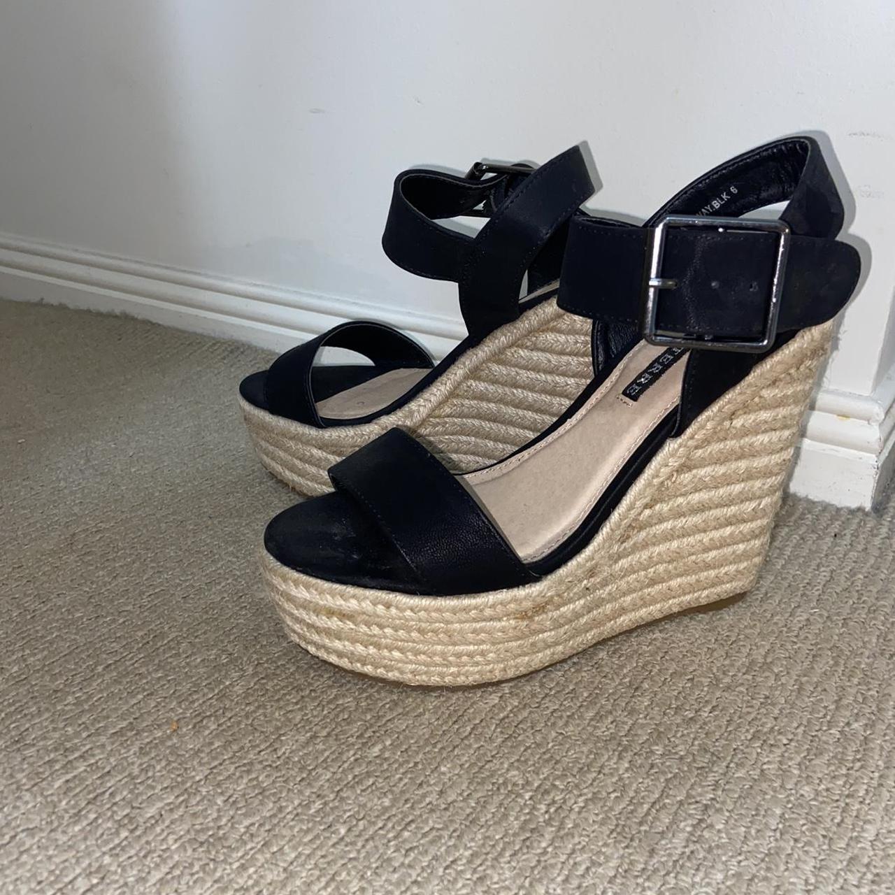 Black rope wedges Size 6 Worn once $30 + shipping - Depop