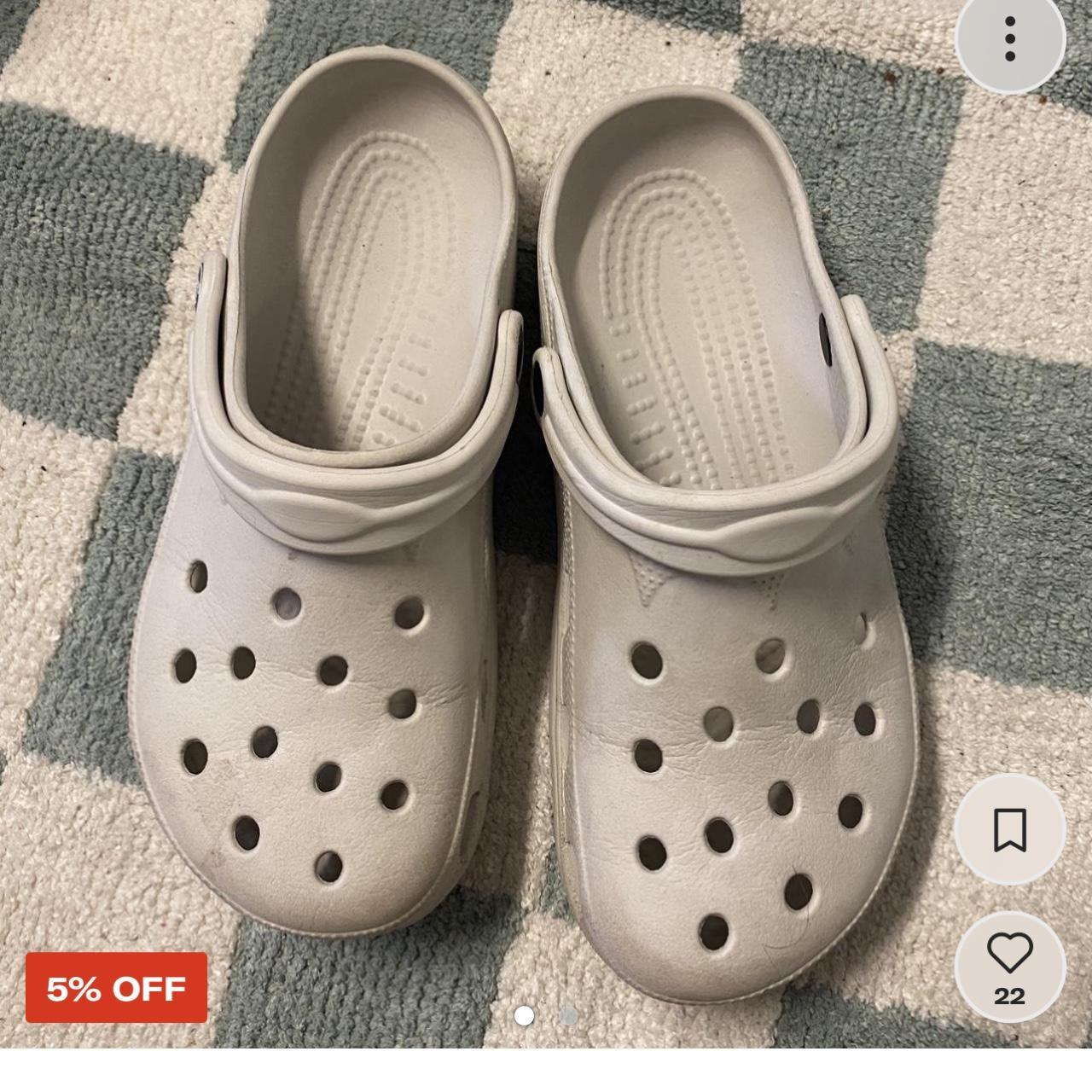 Rebound grey cream crocs. Worn but lots of wear... - Depop