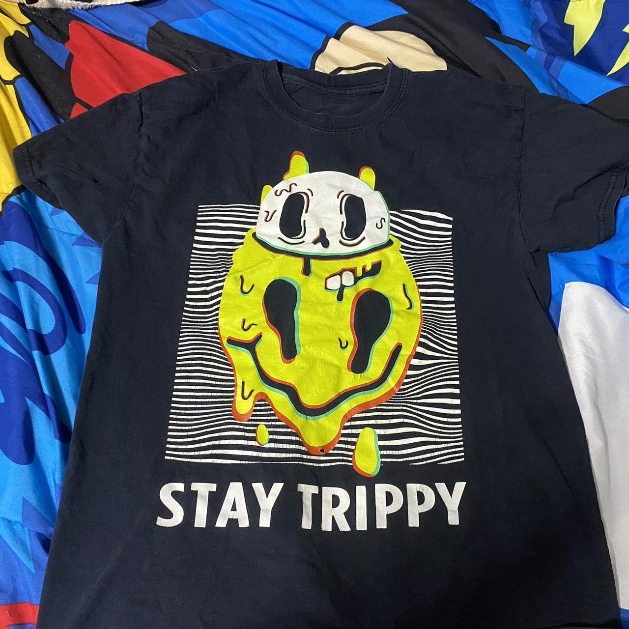Spencers Tshirt stay trippy Has noticeable flaws and... - Depop