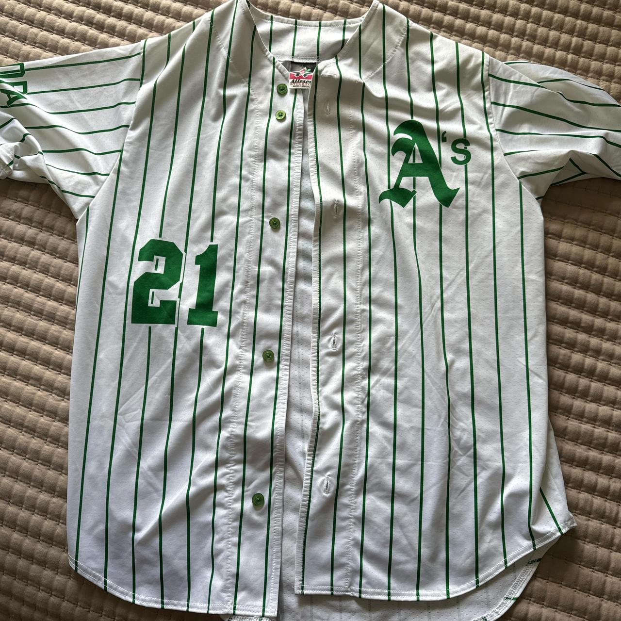 A’s jersey, no flaws. no size tag- fits like a L - Depop