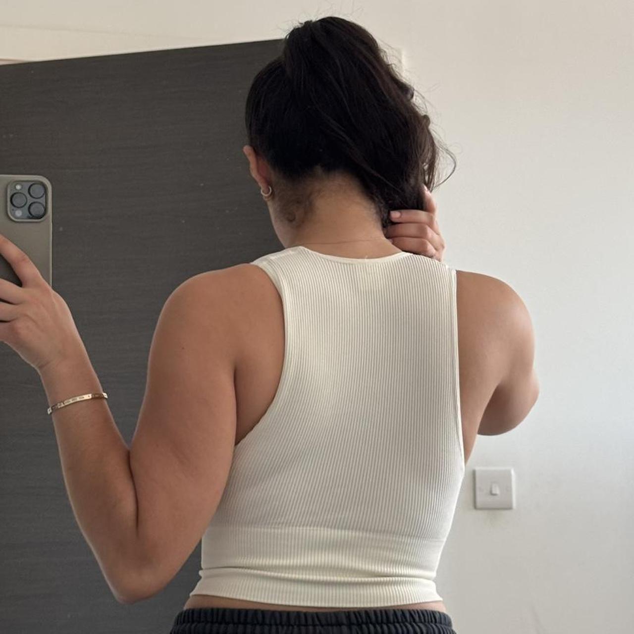 White ribbed crop top. Perfect for summer. Size S... | Depop