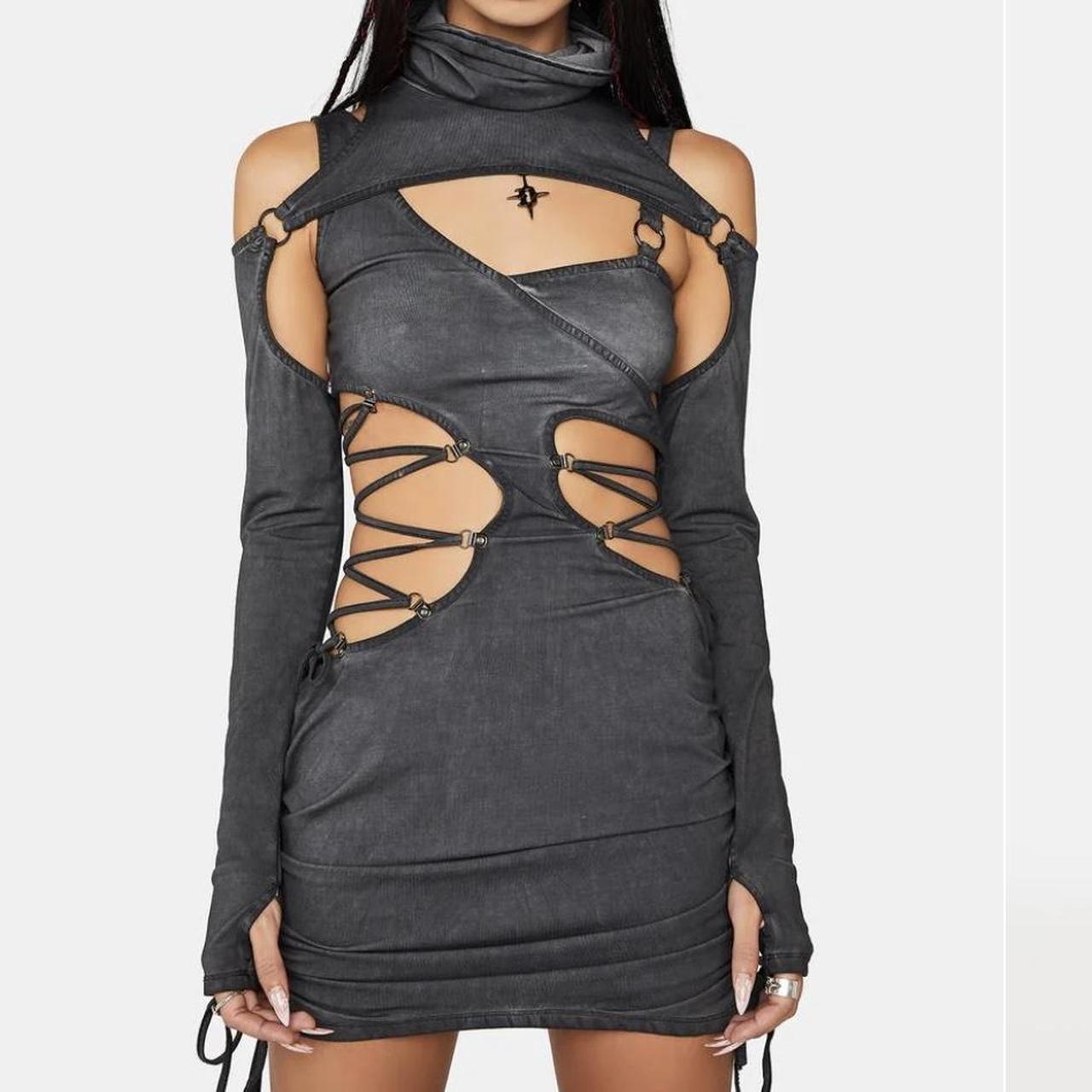 Dollskill Modulation Cut Out Lace Up Dress Set size... - Depop