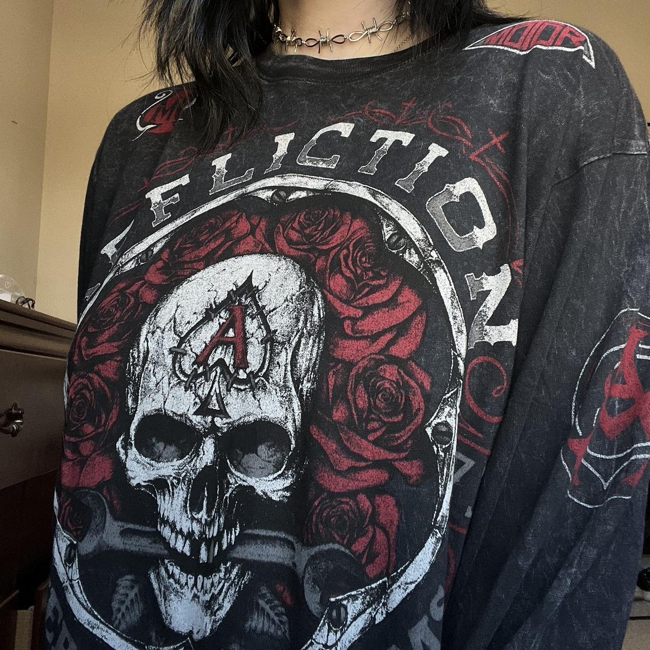 NEW Affliction Black and Red Graphic Long sleeve ... - Depop