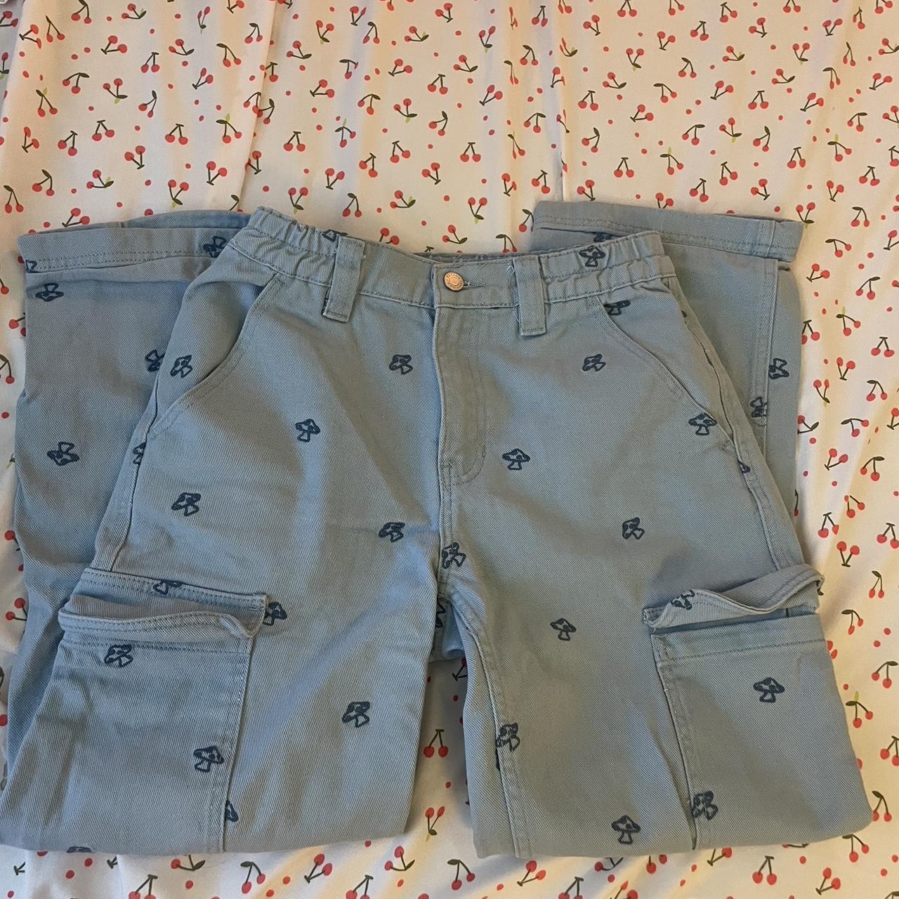 Pacsun blue baggy carpenter pants with mushroom... - Depop